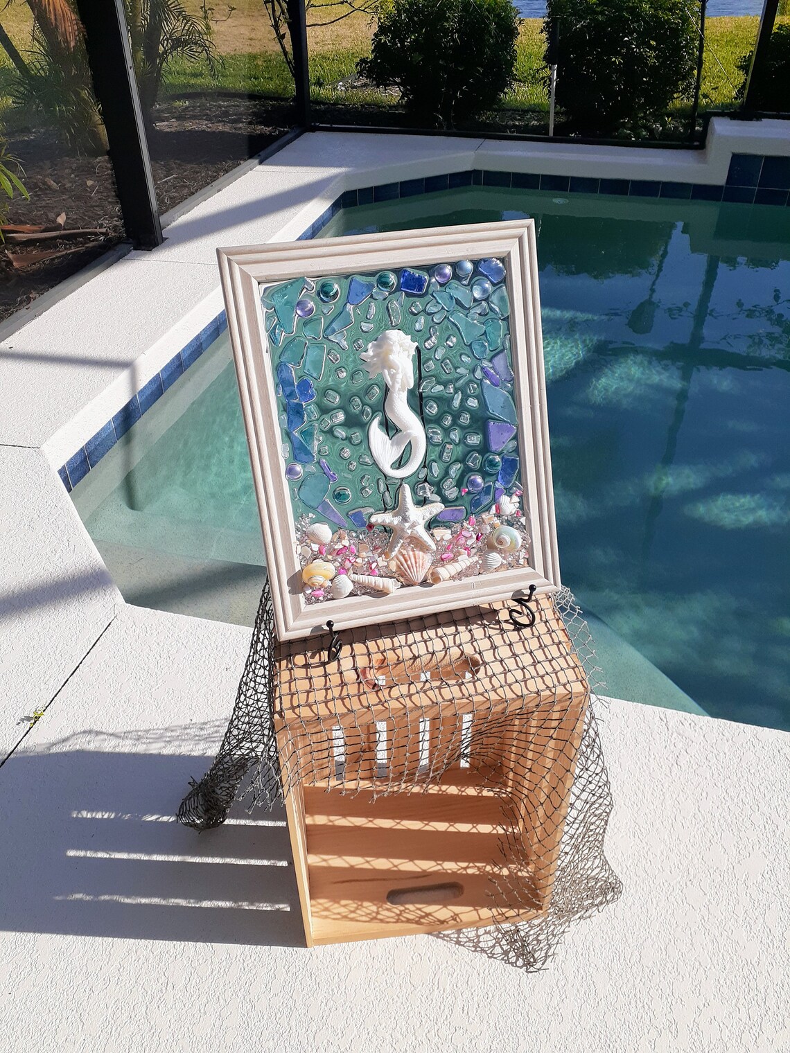 Seaglass Mermaid, Resin Mermaid Decor, Sea Glass Mermaid Art, Sea Glass ...