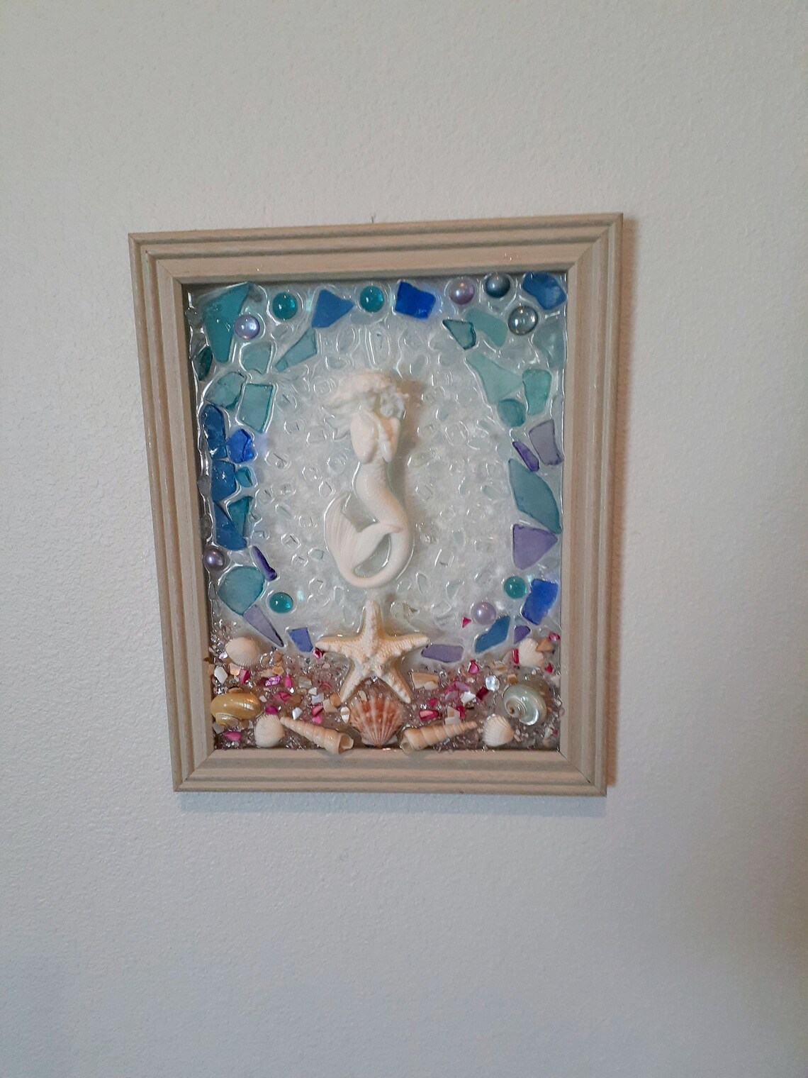 Seaglass Mermaid, Resin Mermaid Decor, Sea Glass Mermaid Art, Sea Glass ...