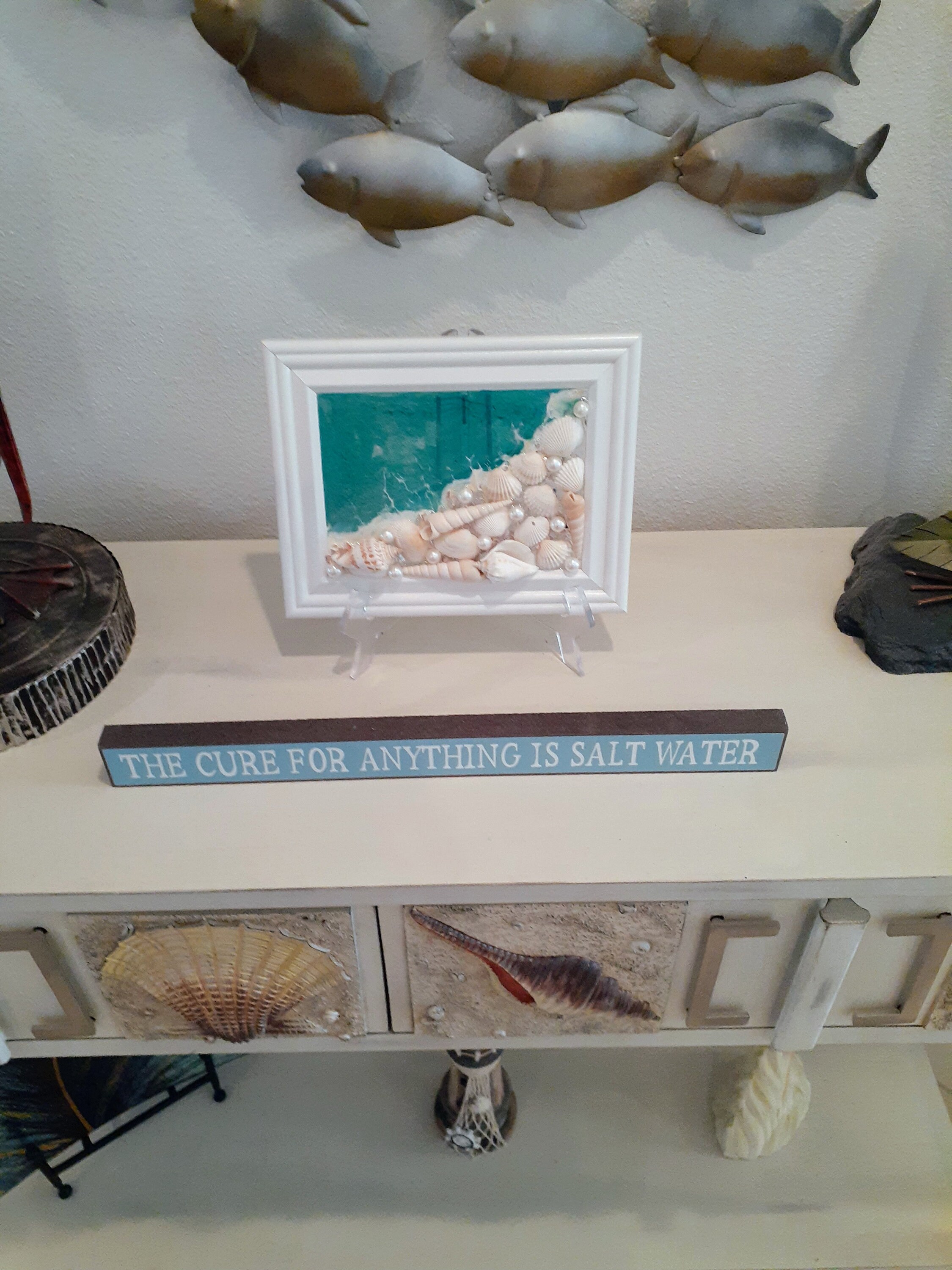 Seashell Resin Art, Beach Resin Art, Resin Ocean Art, Sea Glass Resin ...