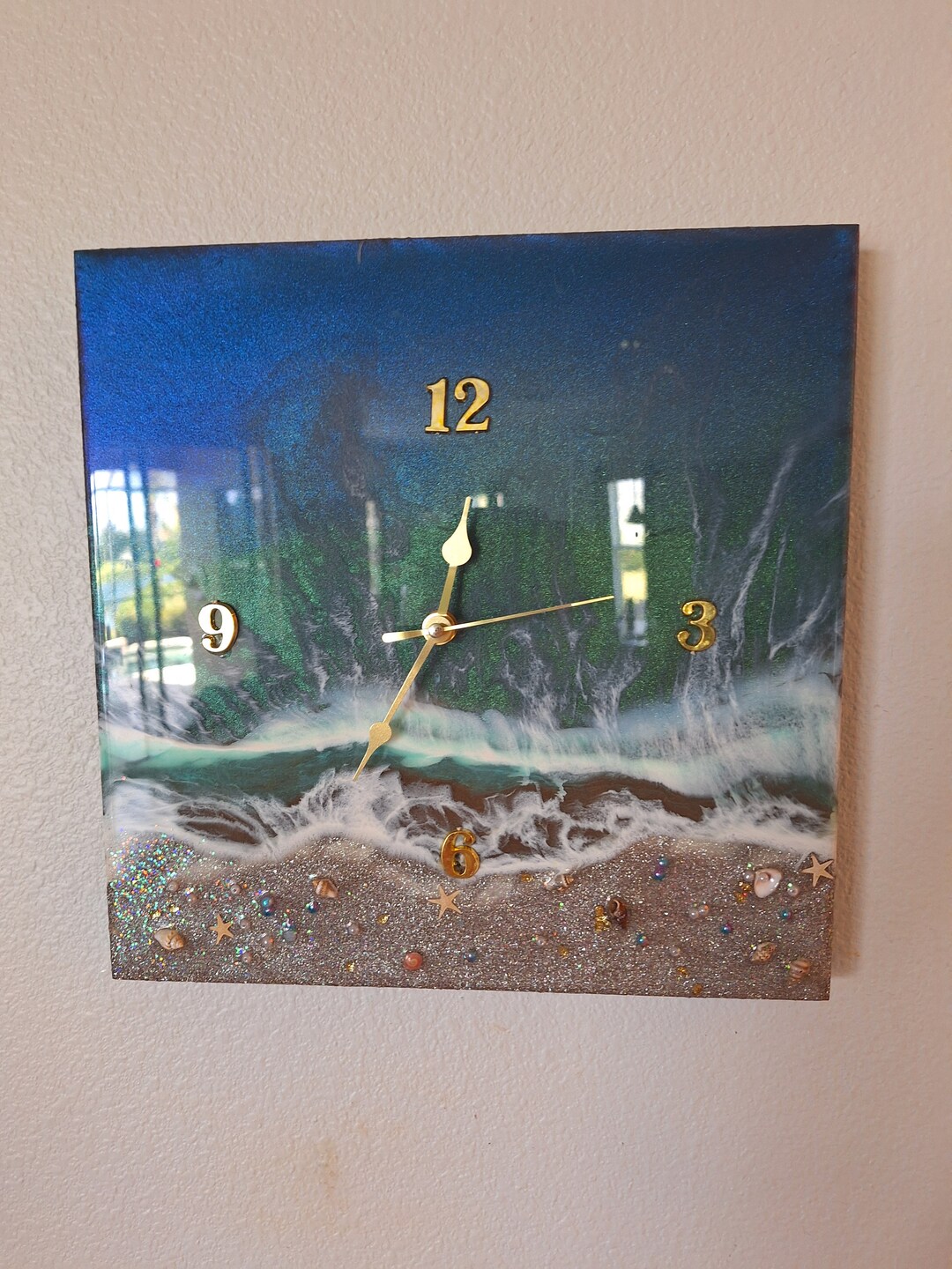 Resin Wall Clock, Beach Clock, Beach Decor Clock, Ocean Clocks, Ocean ...