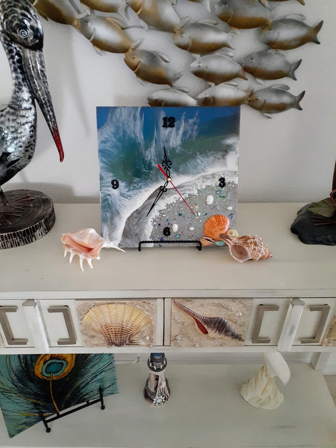 Resin Wall Clock, Beach Clock, Beach Resin Wall Clock, Beach Decor ...