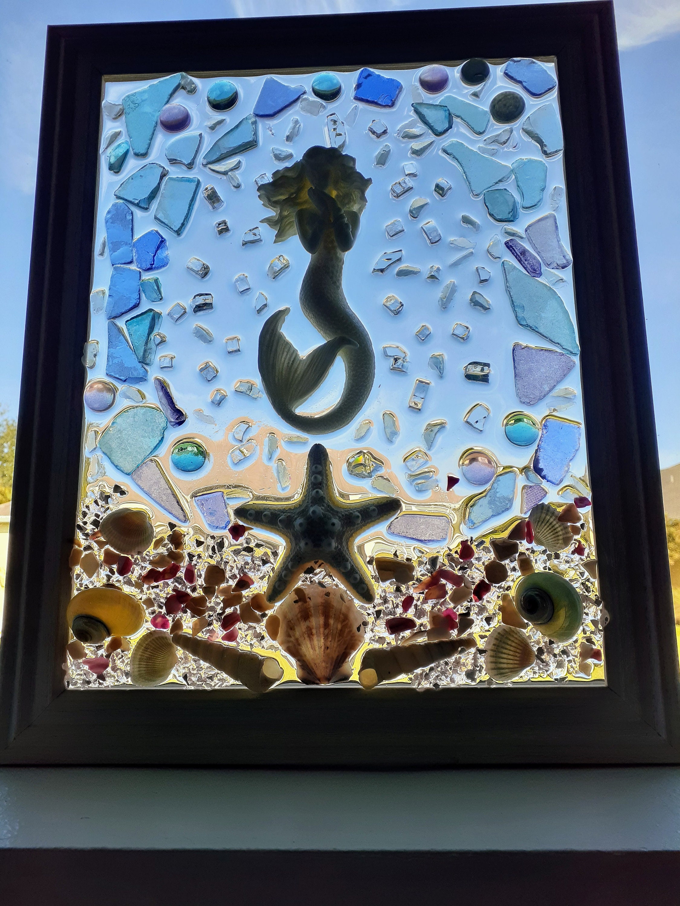 Seaglass Mermaid, Resin Mermaid Decor, Sea Glass Mermaid Art, Sea Glass ...