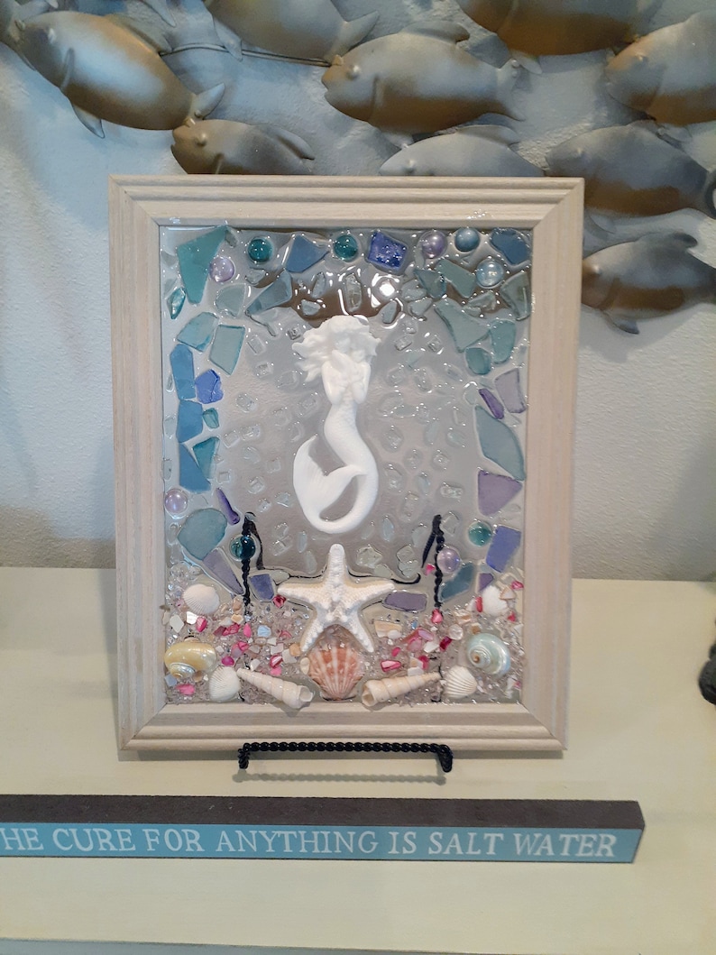 Seaglass Mermaid, Resin Mermaid Decor, Sea Glass Mermaid Art, Sea Glass ...
