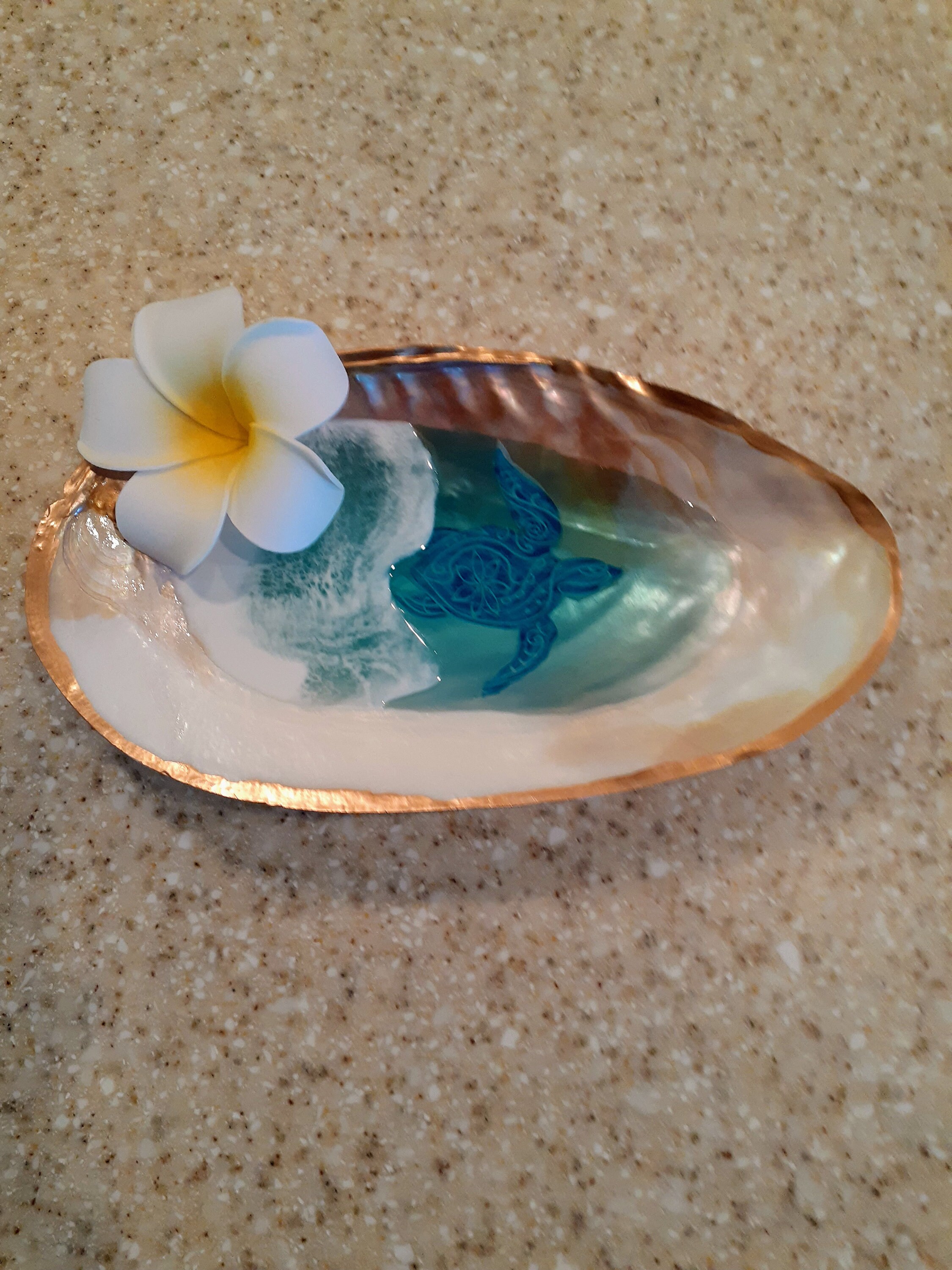 Clam Shell Ring Dish, Pearlized Mussel Shell Half, Resin Shell Soap ...
