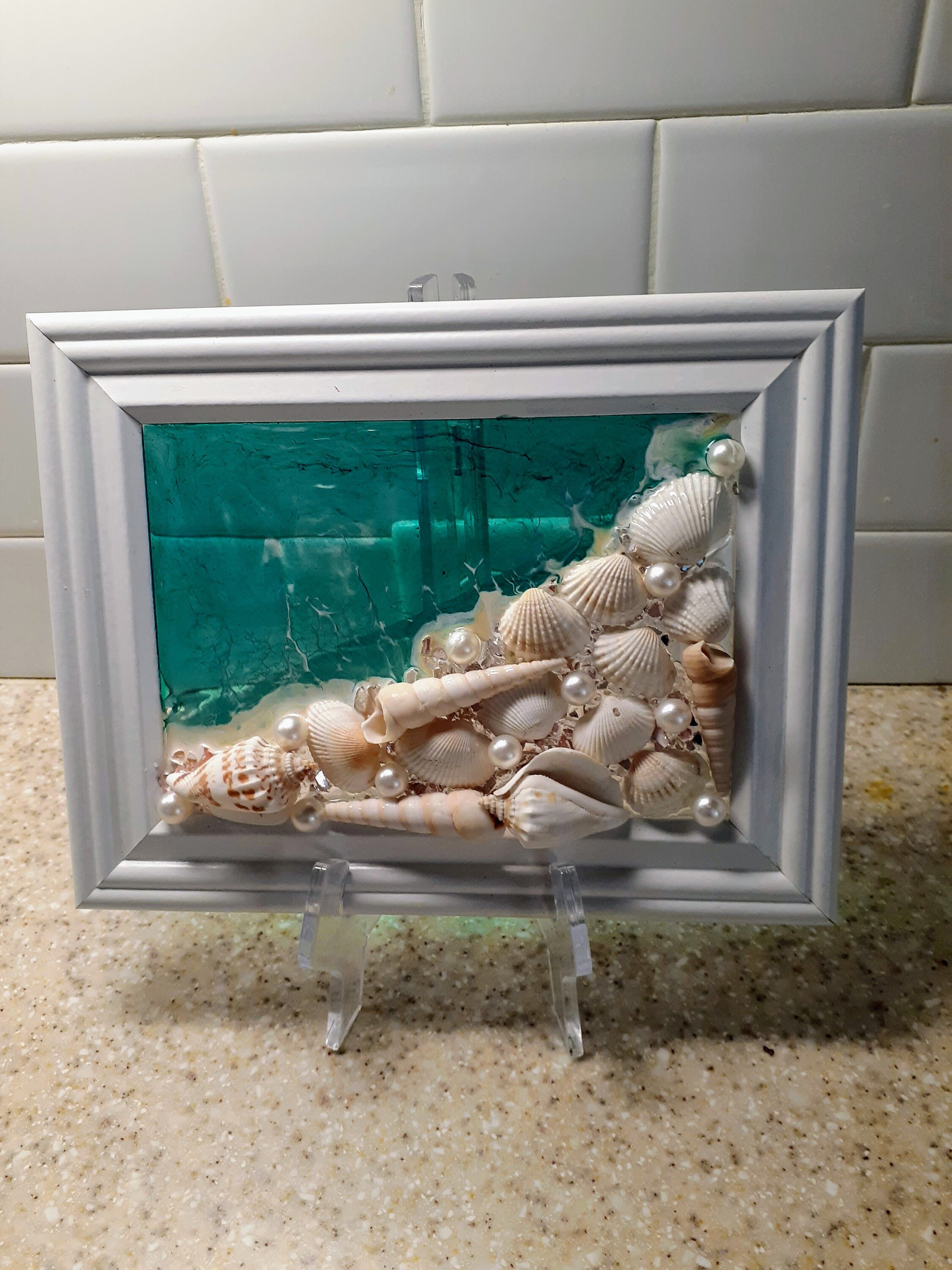 Seashell Resin Art, Beach Resin Art, Resin Ocean Art, Sea Glass Resin ...
