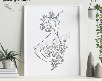 Line Art Curvy Body Outline Curvy Female Body Print Body - Etsy