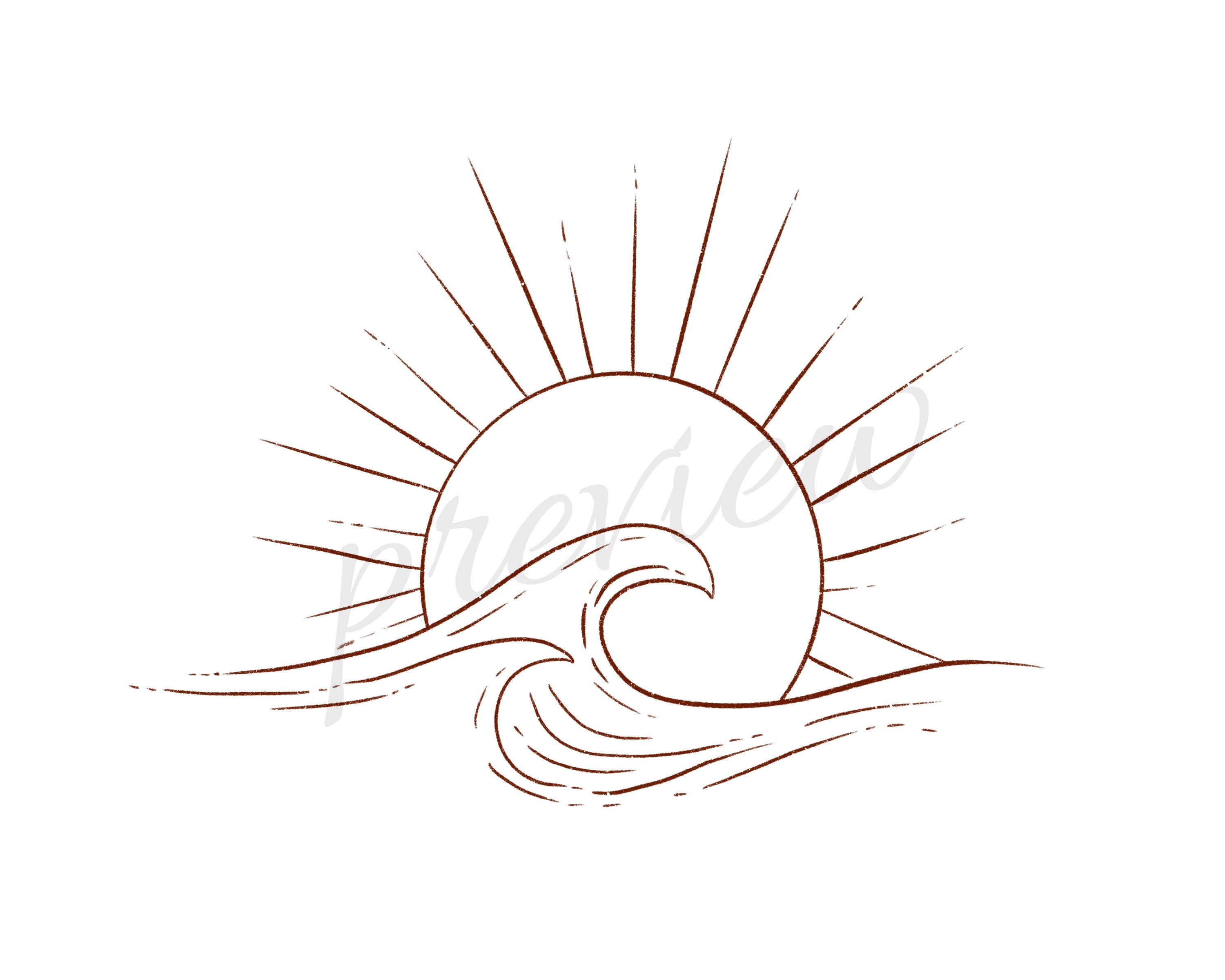 Wave Print Fine Line Artwork Minimal Printable Ocean | Etsy