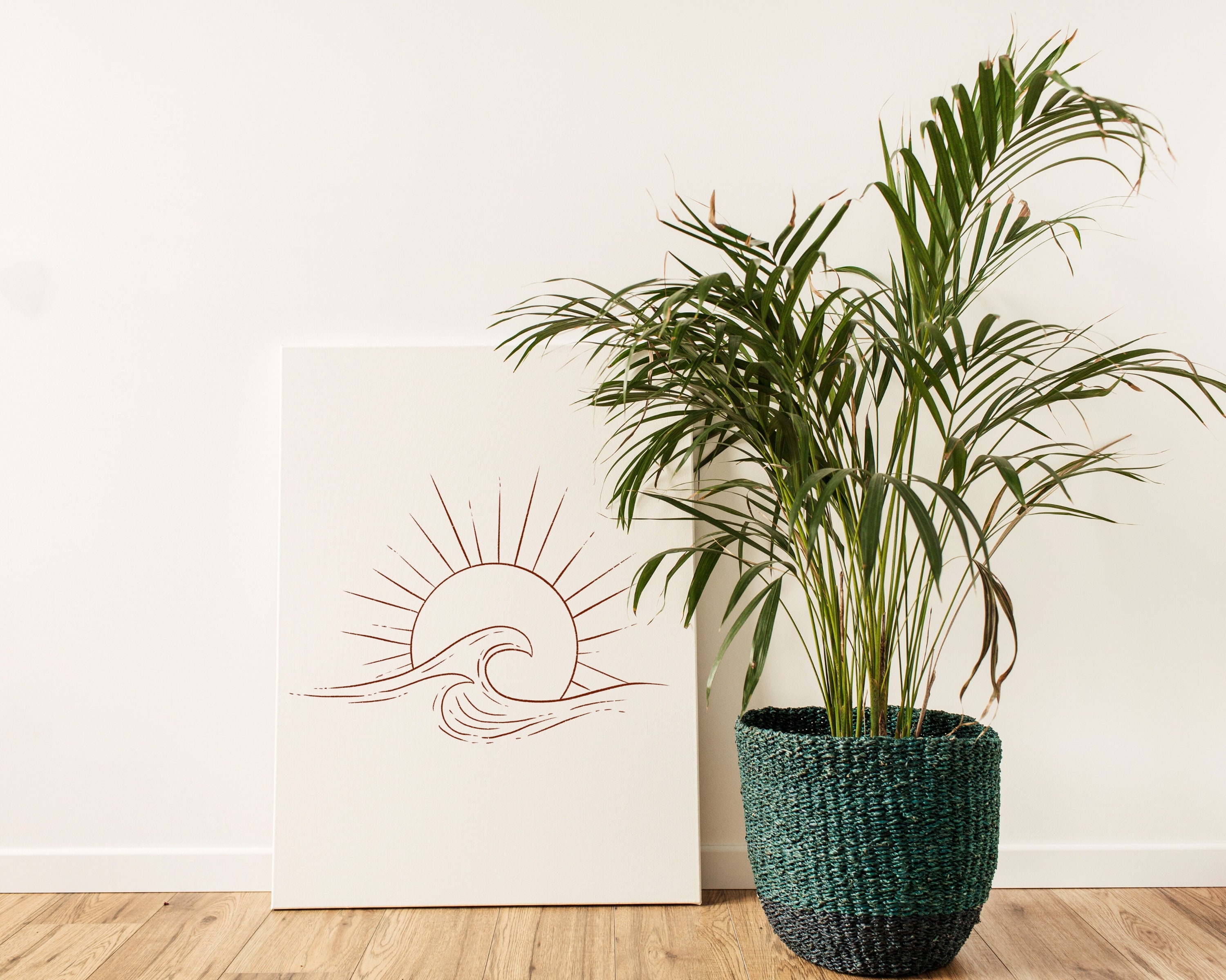 Wave Print Fine Line Artwork Minimal Printable Ocean | Etsy