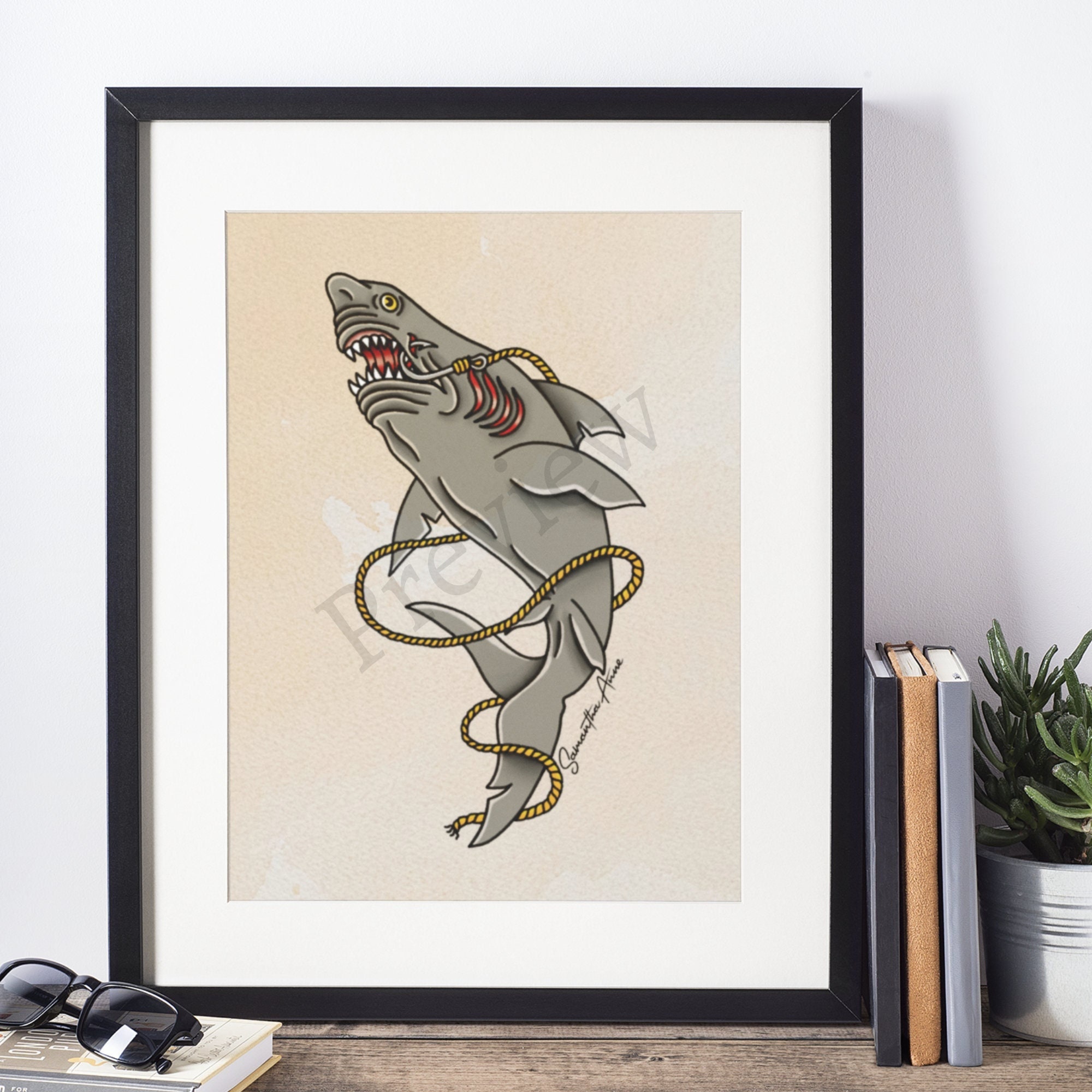 Neo traditional shark tattoo - Dmhtattoos.com