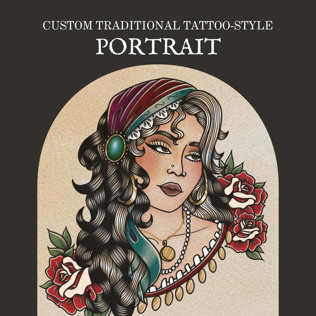 Custom Old School Portrait in Traditional Tattoo Style | Personalized ...
