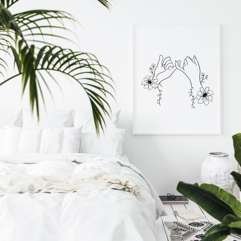 Pinky Promise Wall Art Floral Digital Print Hands Fine | Etsy