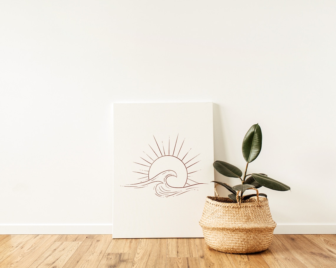 Wave Print Fine Line Artwork Minimal Printable Ocean | Etsy