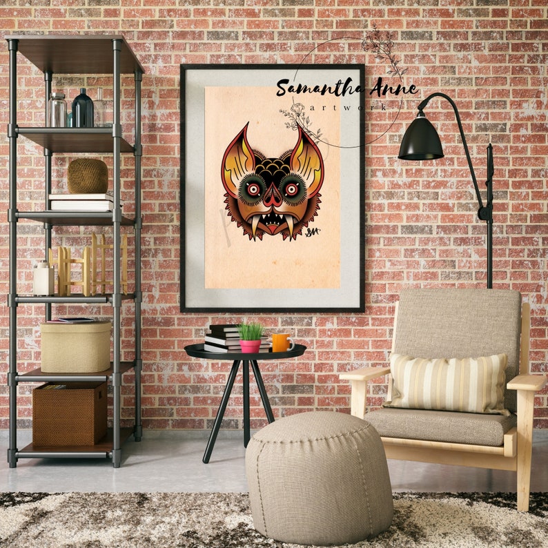 Traditional Bat Tattoo Print Old School Bat Tattoo Art - Etsy