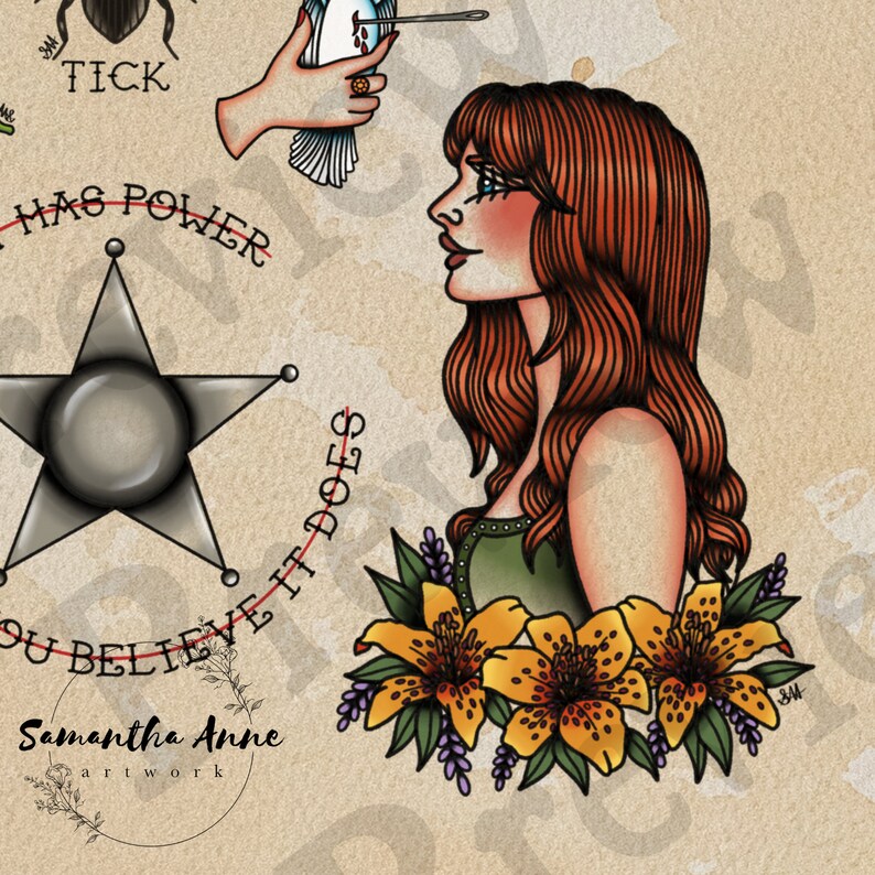Practical Magic Traditional Tattoo Flash Art | Practical Magic Wall Art ...