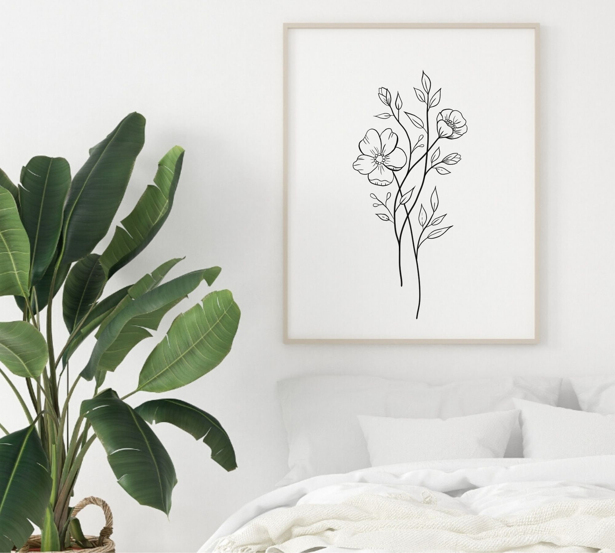 Flowers Line Art Print Floral Art Wall Decor Botanical | Etsy