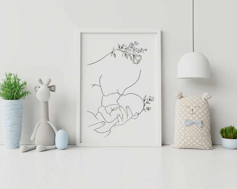 Father and Baby Art Print Nursery Wall Decor Daddy and | Etsy