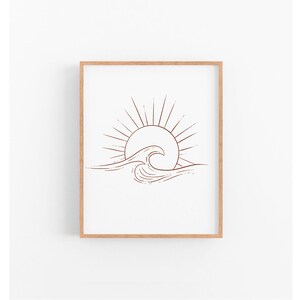 Wave Print | Fine Line Artwork | Minimal Printable | Ocean Wall Decor ...