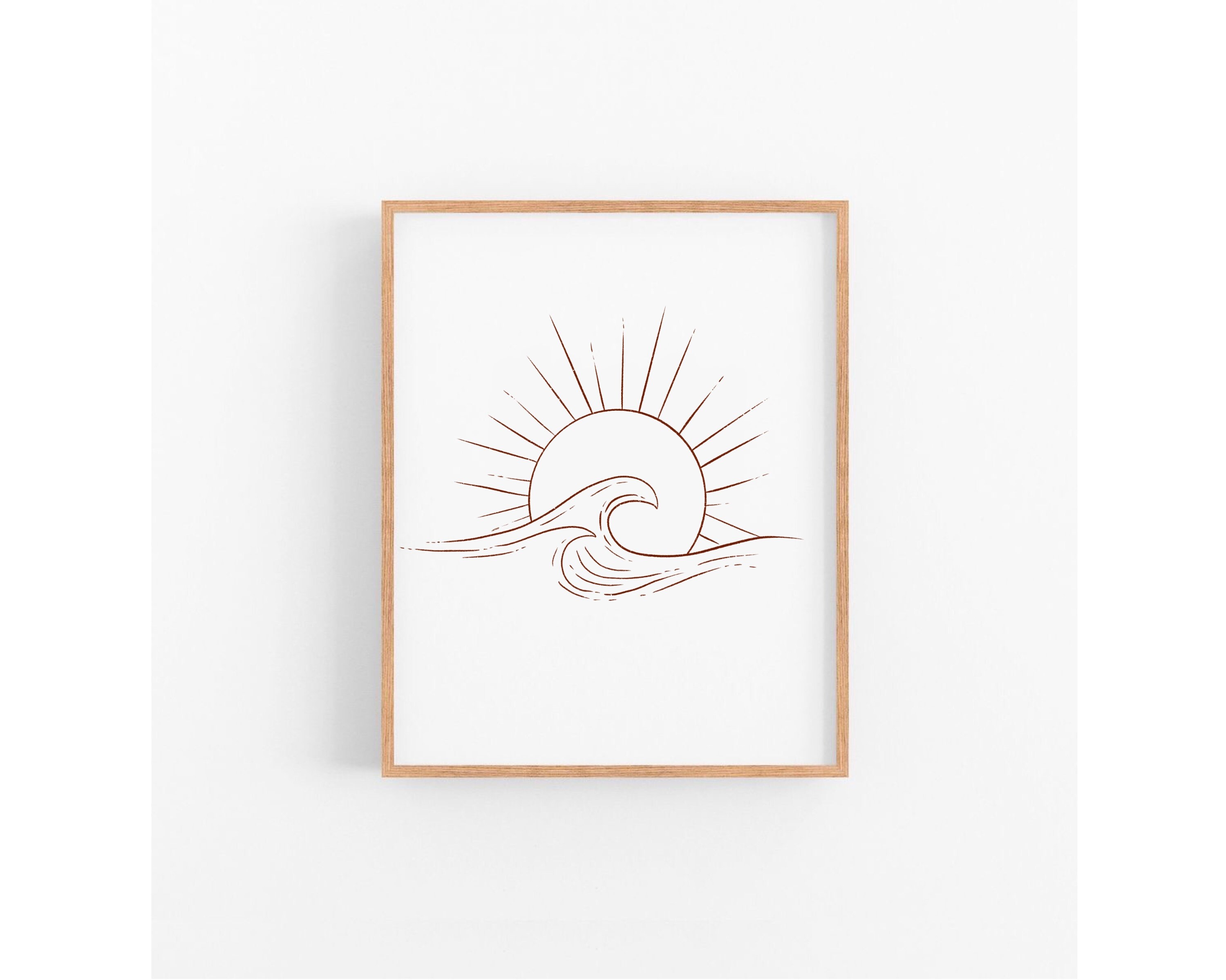Wave Print Fine Line Artwork Minimal Printable Ocean | Etsy