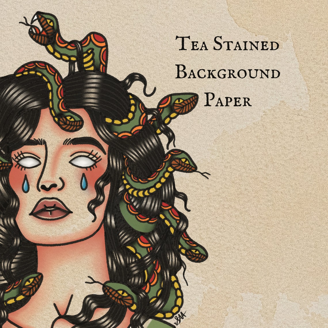 Medusa Old School Tattoo Flash Art Print Neo Traditional | Etsy