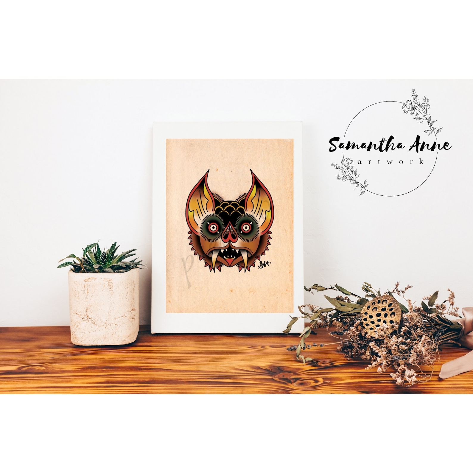 Traditional Bat Tattoo Print Old School Bat Tattoo Art - Etsy