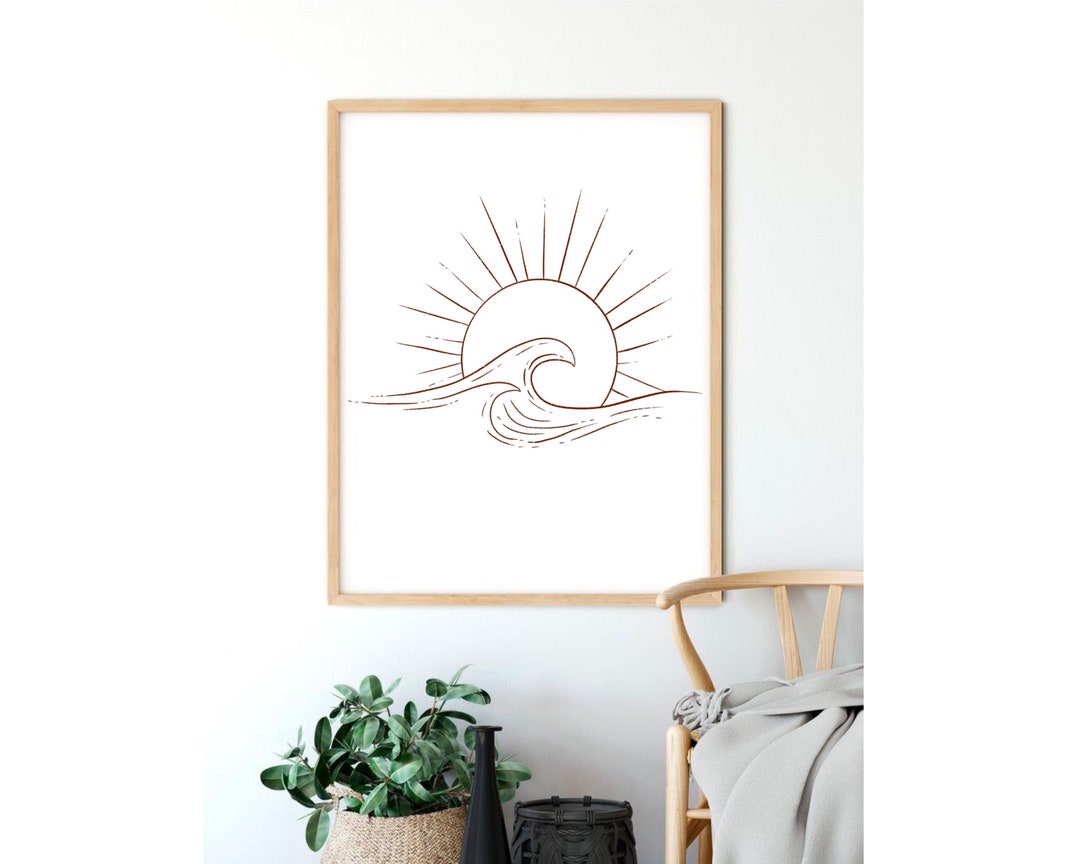 Wave Print | Fine Line Artwork | Minimal Printable | Ocean Wall Decor ...
