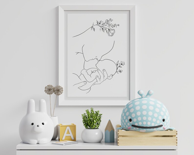 Father and Baby Art Print Nursery Wall Decor Daddy and | Etsy