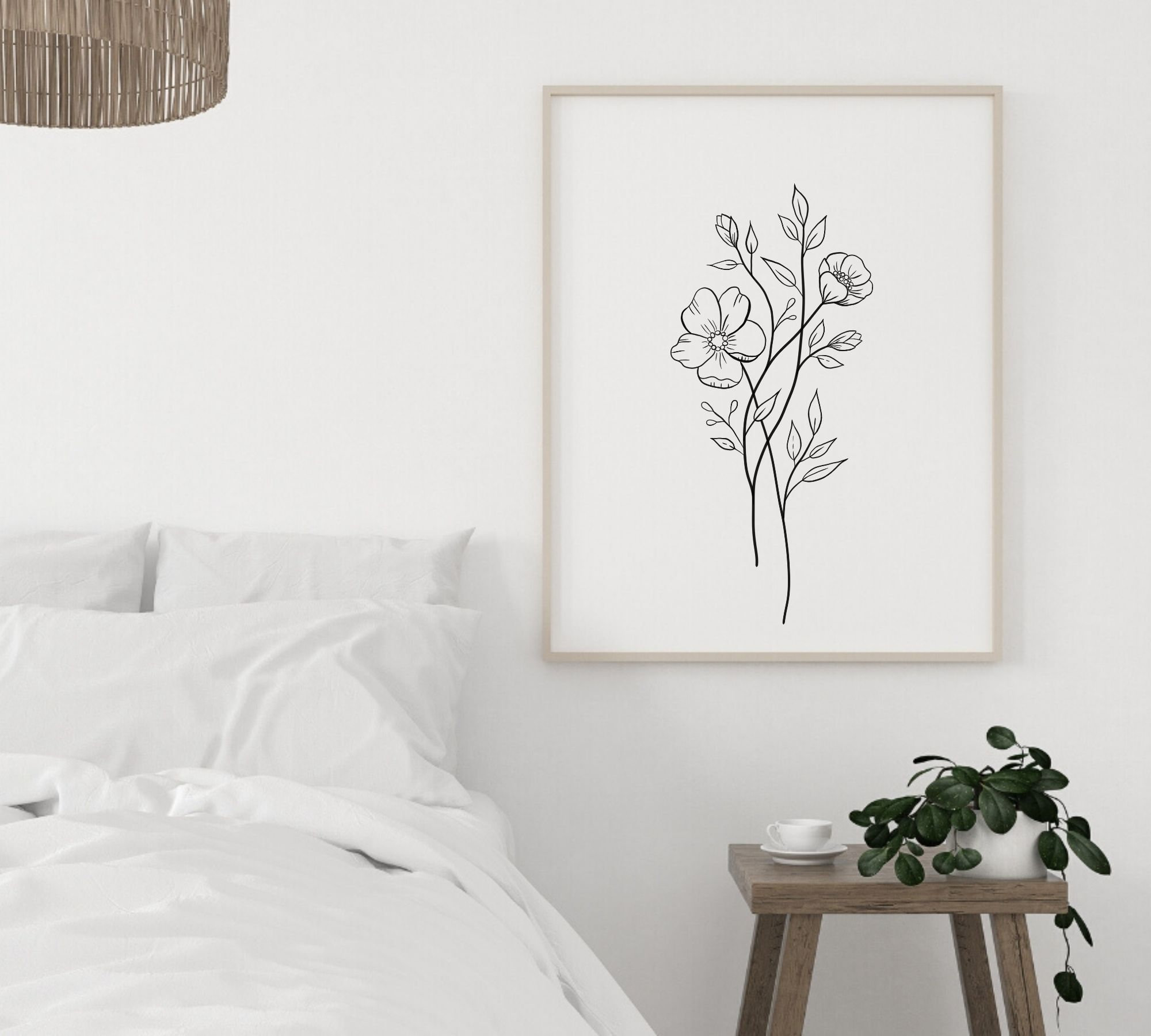 Flowers Line Art Print Floral Art Wall Decor Botanical | Etsy