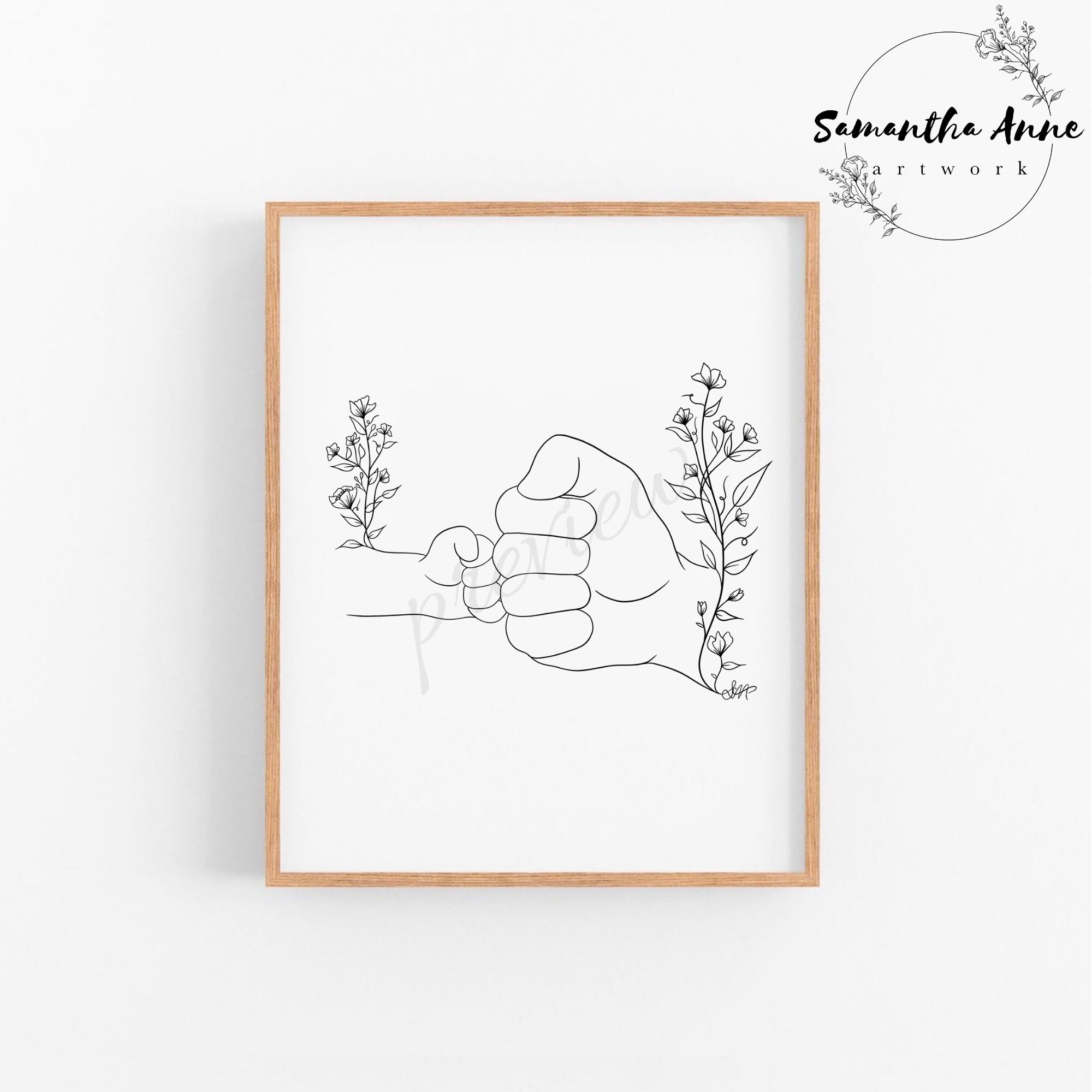 Father and Son Art Print Fist Bump Hand Line Art Print - Etsy Canada
