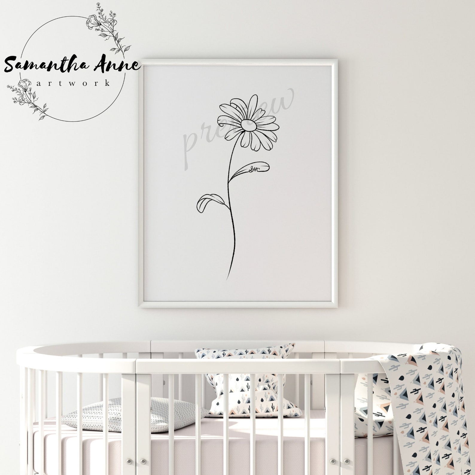 April Birth Flower Daisy Wall Art Minimal Daisy Art Floral - Etsy