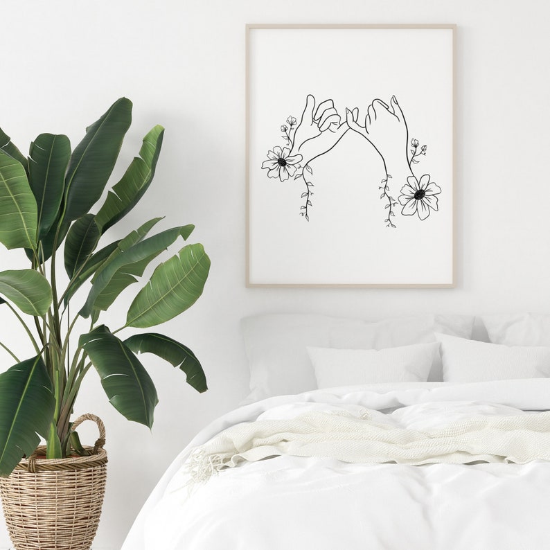 Pinky Promise Wall Art Floral Digital Print Hands Fine | Etsy