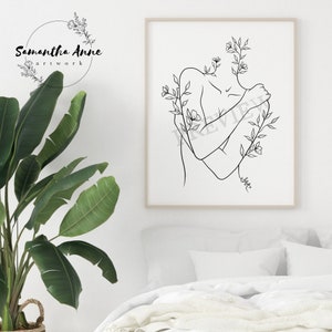 Self Love Art | Self Care Print | Floral Female Art | Floral Woman Art ...