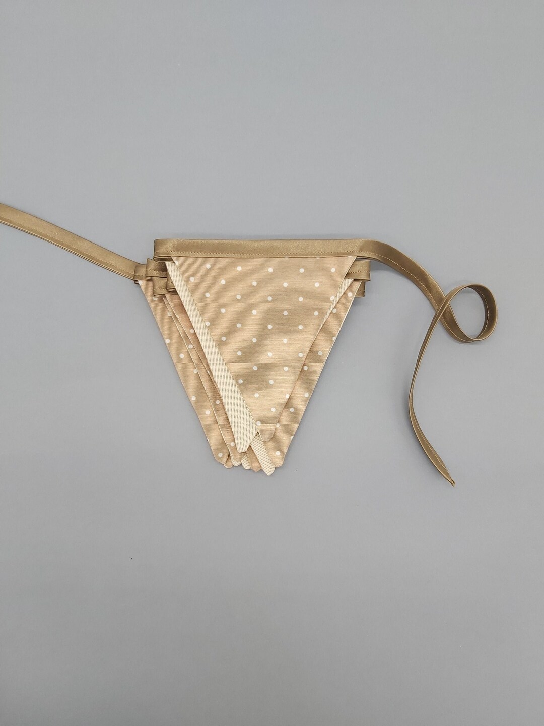 Fabric Bunting Banner, Polka Dot Bunting, Pennant Garland, Gold Brown ...