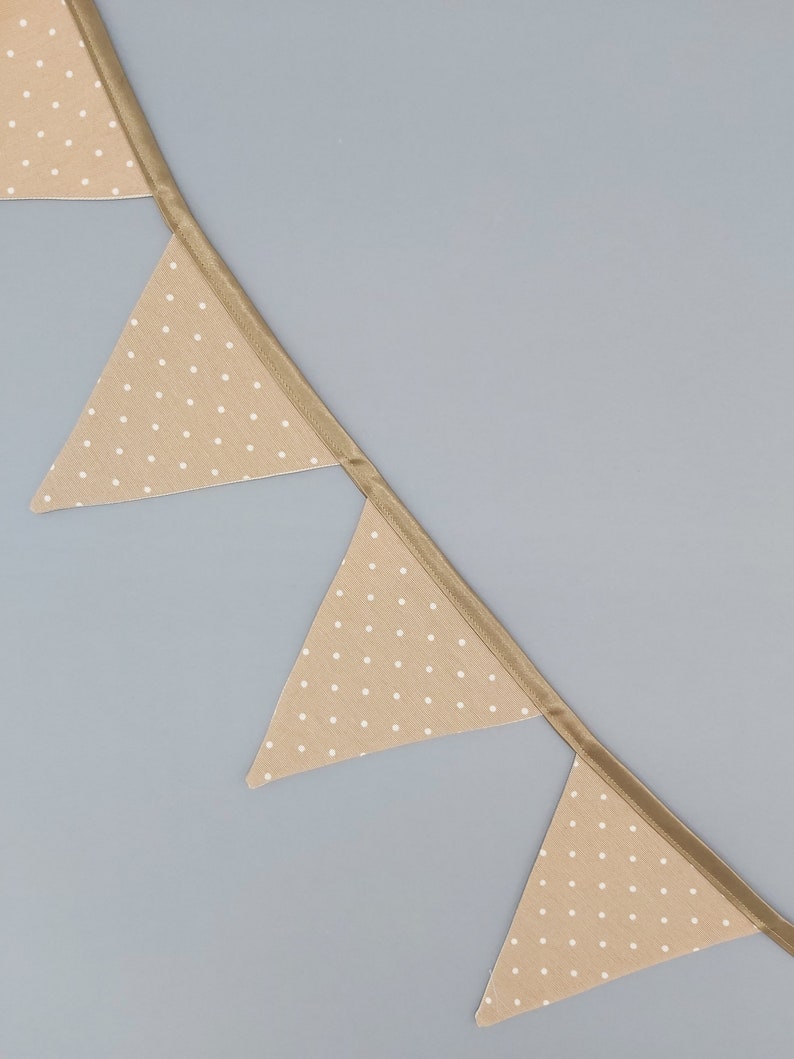 Fabric Bunting Banner, Polka Dot Bunting, Pennant Garland, Gold Brown ...