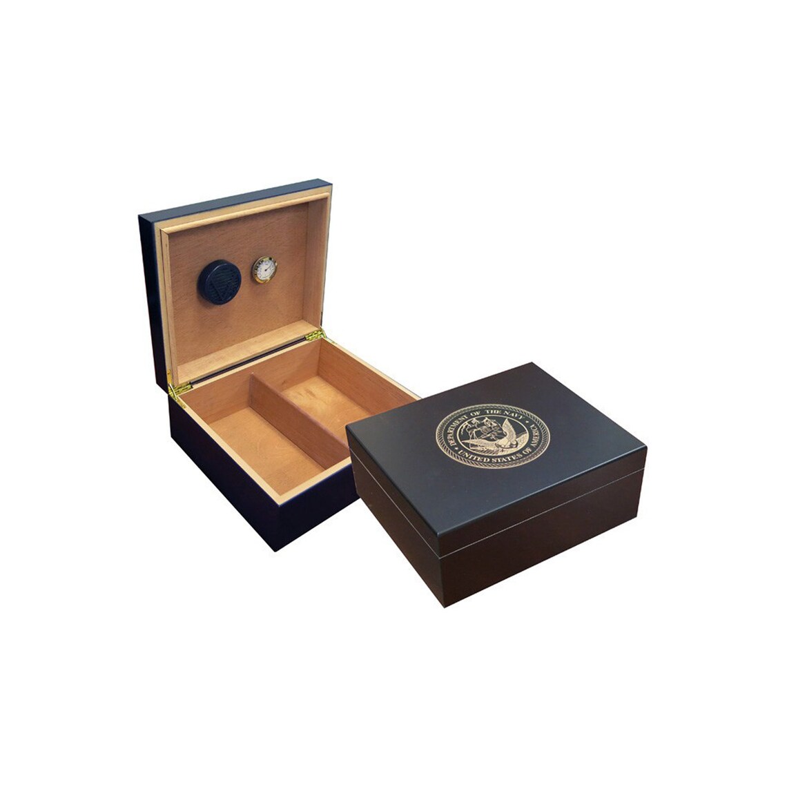 Navy Desktop Cigar Humidor W/ Humidifier & Hygrometer custom - Etsy