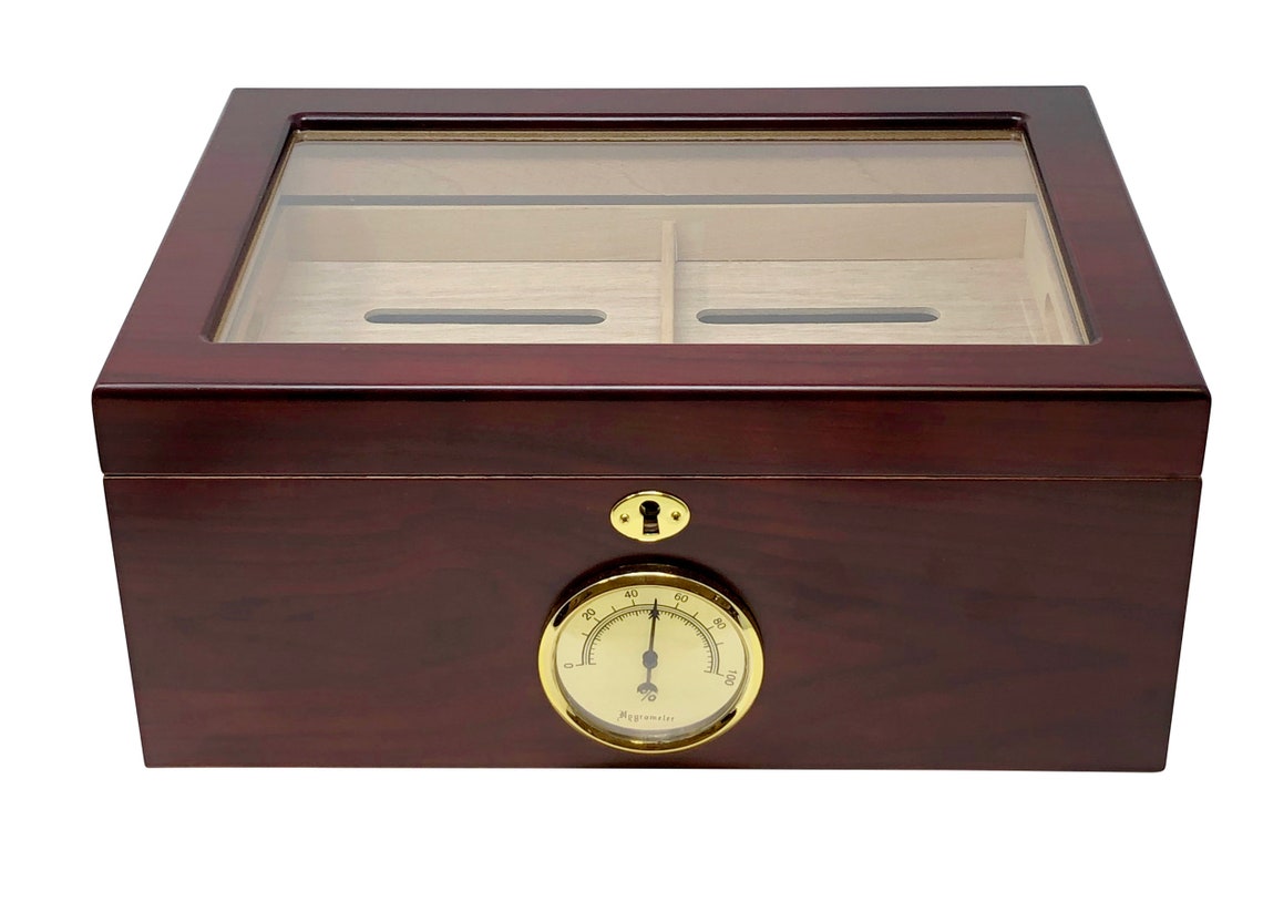 Berkeley Glass Top Humidor W/ External Analog Hygrometor Lock - Etsy