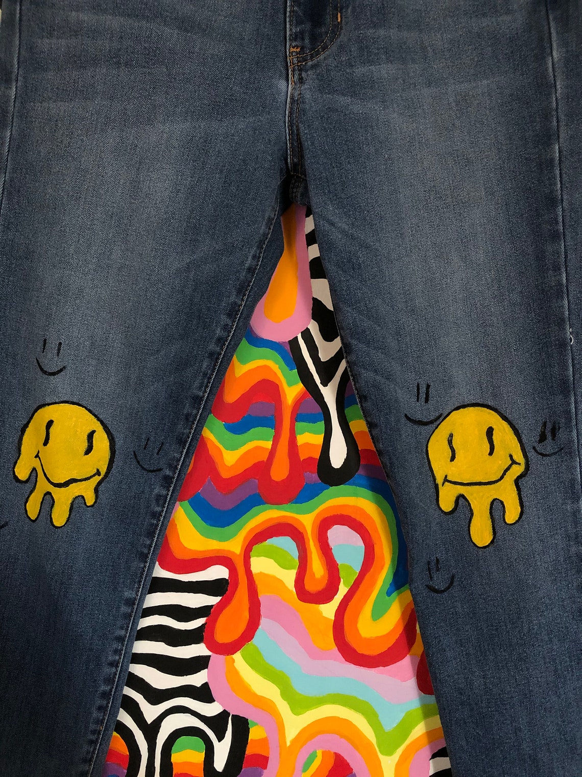 Painted Smiley Jeans! - Etsy