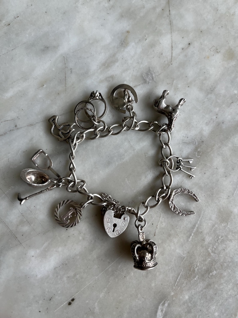 Vintage Girls Silver Charm Bracelet - Etsy
