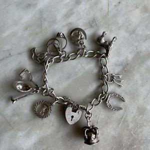 Vintage Girls Silver Charm Bracelet - Etsy