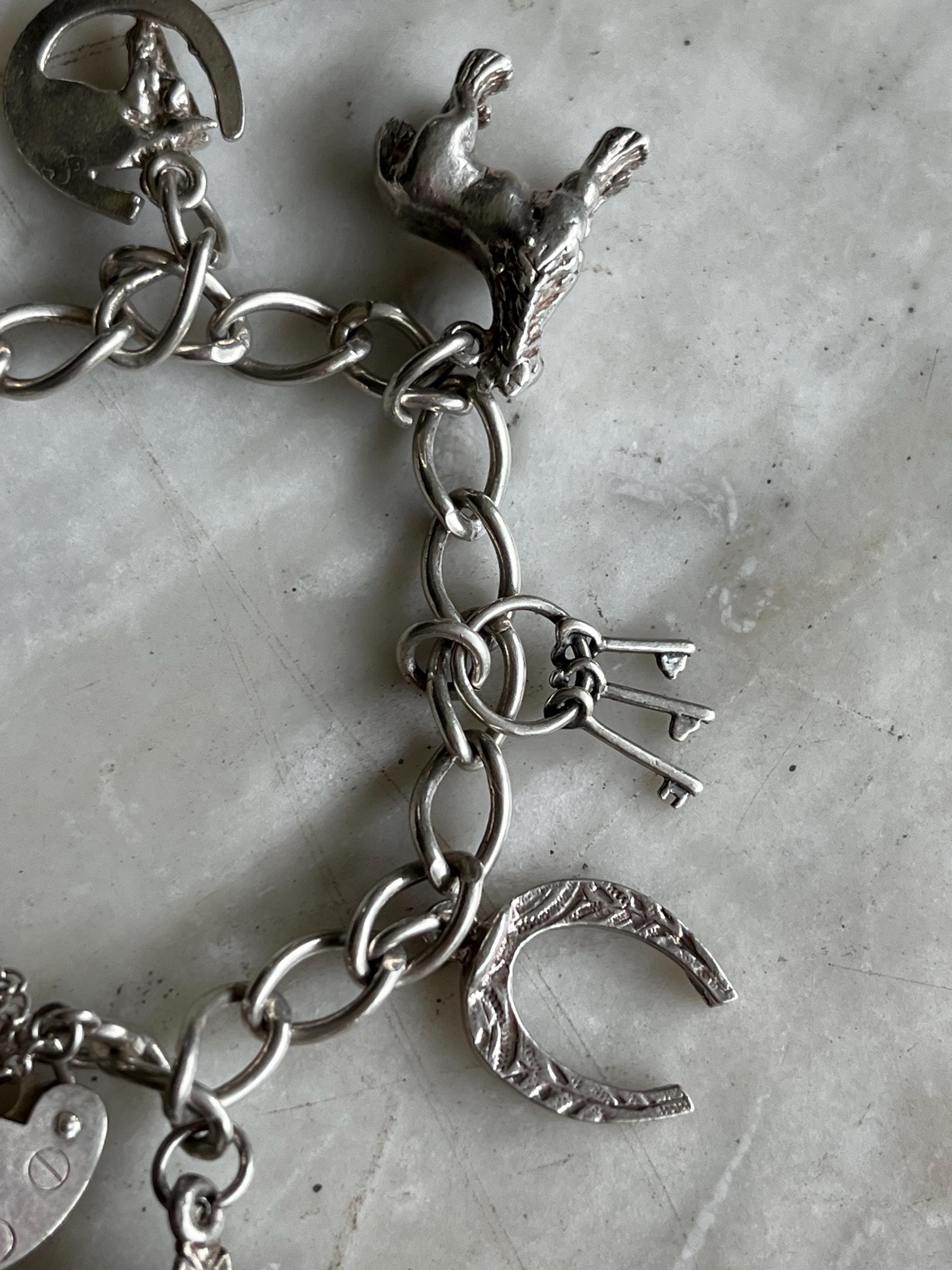 Vintage Girls Silver Charm Bracelet - Etsy