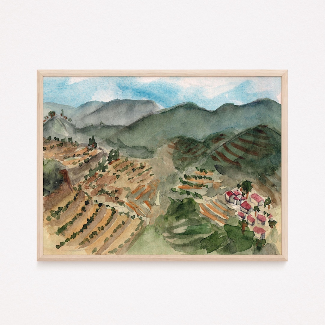 Wineries Douro Valley Watercolor Painting, Nature Wall Art, Unique Wall ...
