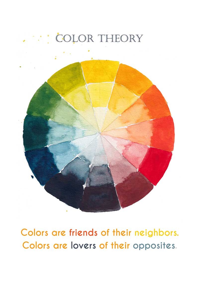 Color Theory Watercolor Print Color Wheel Quote Educational - Etsy