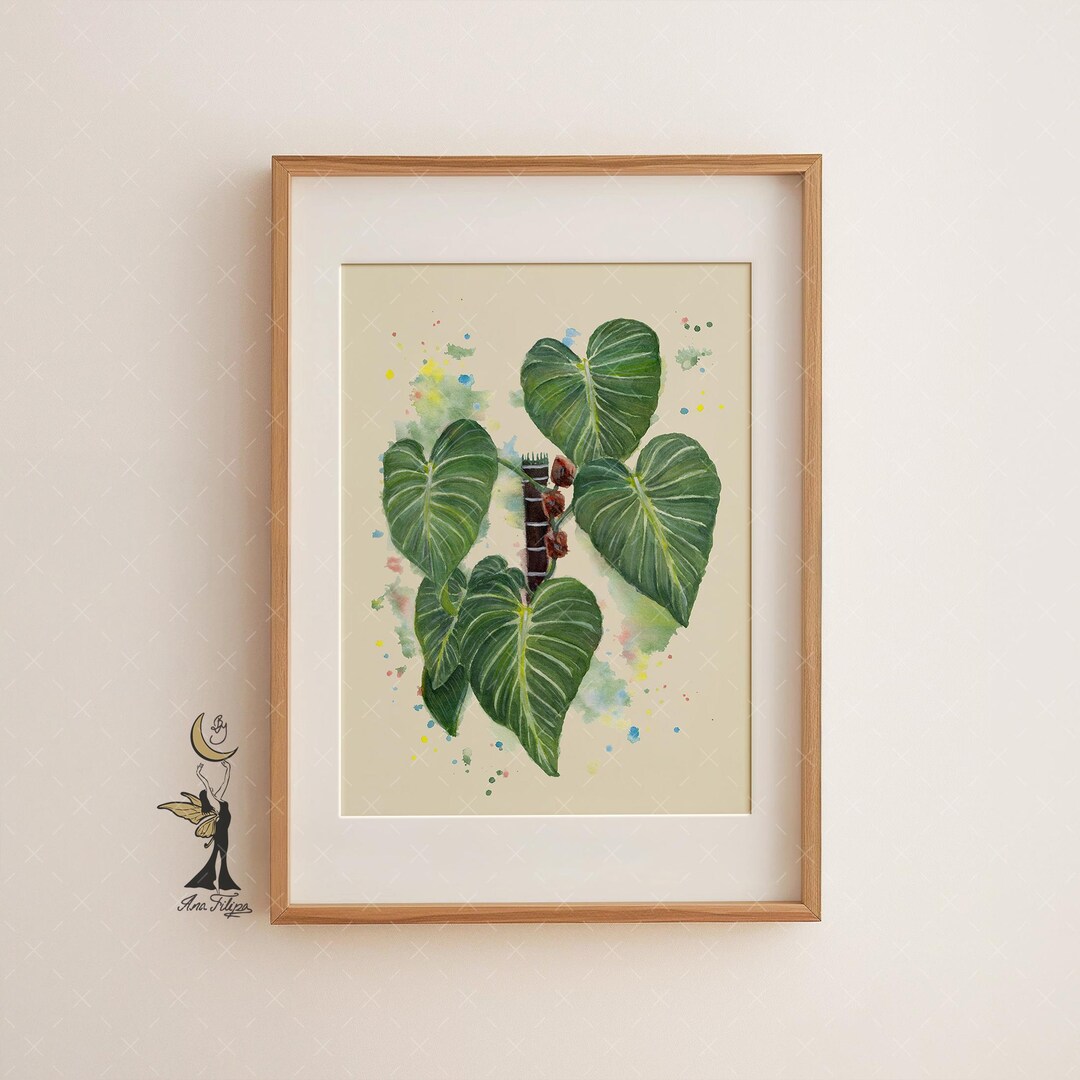 Philodendron Wall Art Plant Art Print Watercolor Botanical Print Green ...