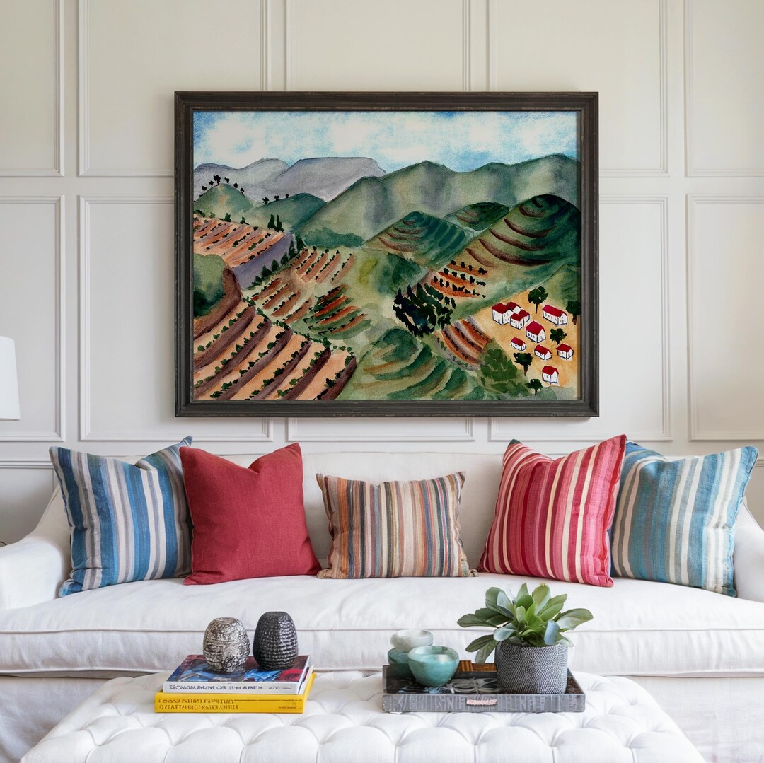 Douro Valley Watercolor Print, Portuguese Landscape Art, Vineyard Wall ...