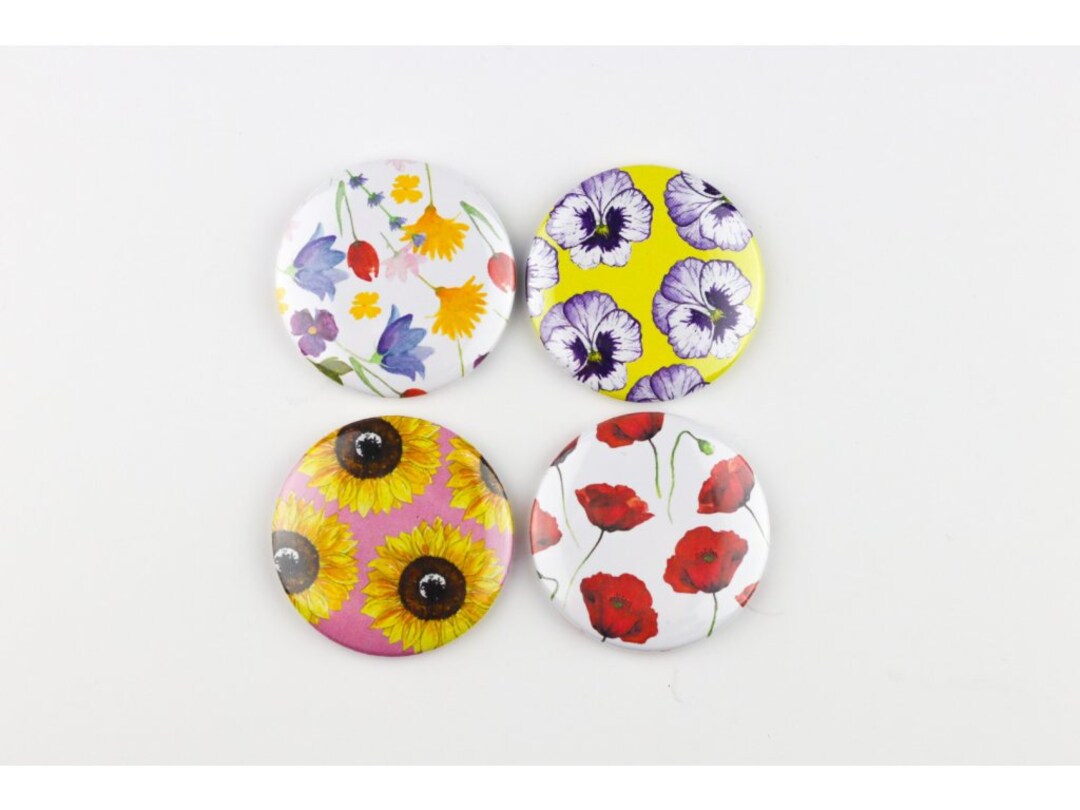 Set of Magnets With Flowers | Cute Fridge Magnets | Set of 4 Magnets ...