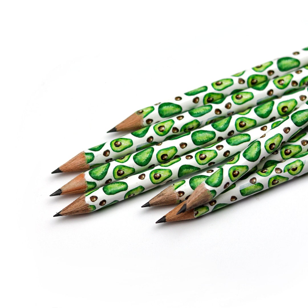 HB Pencil With Aquarelle Illustrated Avocados. Original Design. - Etsy