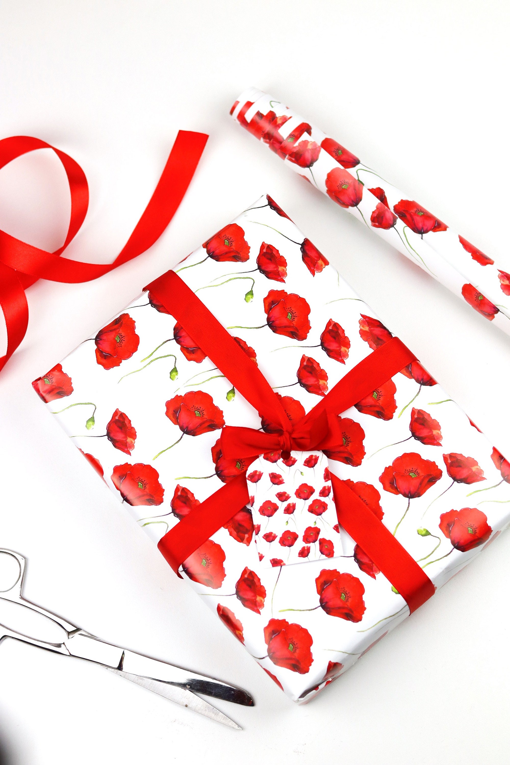 Poppy Themed Wrapping Papper. Gift Wrap With Poppies. - Etsy New Zealand