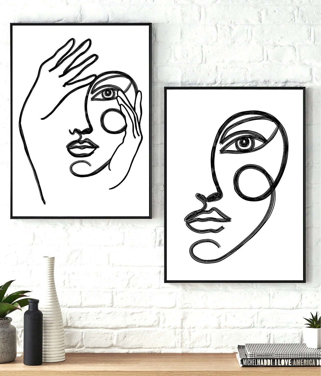 Abstract Line Woman Wall Print Set Silhouette Lady Two | Etsy Abstract Line Woman Wall Print Set Silhouette Lady Two | Etsy