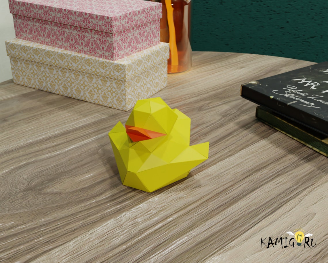Paper DUCK Pdf DIY, Papercraft Duck, 3d Paper Duck, Low Poly Sculpture ...