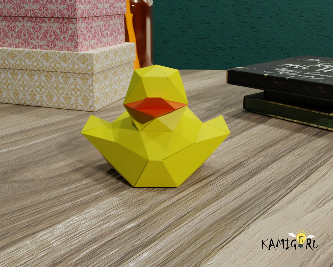 Paper DUCK Pdf DIY, Papercraft Duck, 3d Paper Duck, Low Poly Sculpture ...