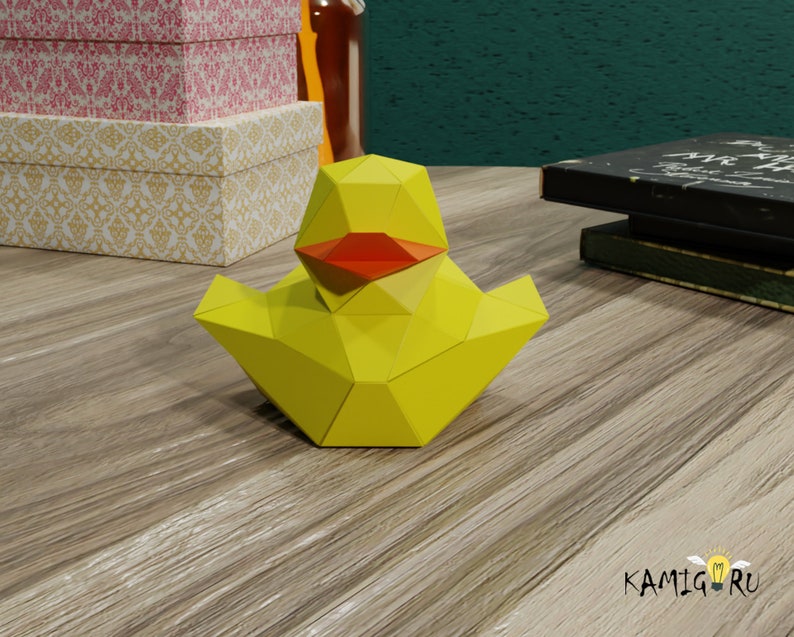 Paper DUCK Pdf DIY, Papercraft Duck, 3d Paper Duck, Low Poly Sculpture ...